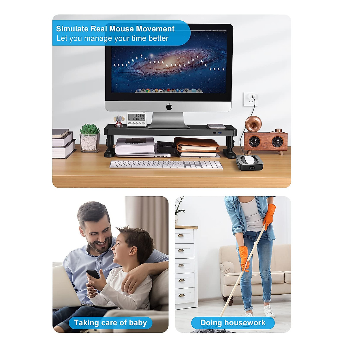 EAXBUX Mechanical Mouse Jiggler,Undetectable Mouse Mover Jiggler Device with Interval Timer Adiustable,LED Display and Random Movement,Gift for Man Keeping PC/Laptop Active to lmprove Work Efficiency