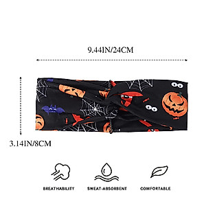 Catery Halloween Headbands Pumpkin Head Wraps Stretchy Witch Spider Web Hair Bands Cross Knotted Turban Headband Halloween Costume Party Hair Accessory for Women and Girls Pack of 4