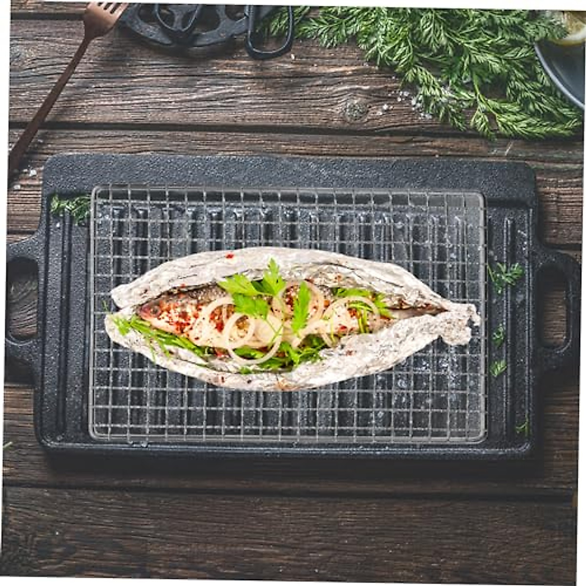 IFANLANDOR 1 Pc Stainless Steel Grill Grilling Grid Roasting Rack Charcoal Grill Grate BBQ Wire mesh Stainless Steel mesh mat Smoker mesh Grate Charcoal BBQ Barbecue Mesh Camping Smoky