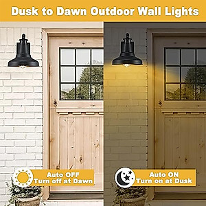 Untrammelife Motion Sensor Outdoor Wall Lights, Modern Black Dusk to Dawn Outdoor Barn Light Wall Sconce, Waterproof Outdoor Light Fixtures Wall Mount for Doorway, Patio, Garage