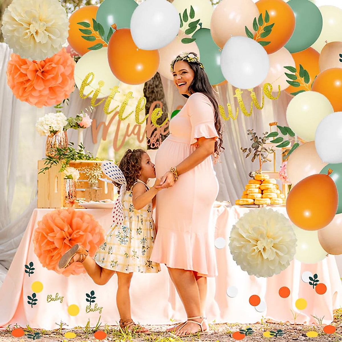 Little Cutie Baby Shower Decorations Orange Yellow Balloons Garland Arch Kit Orange Scatter Confetti Table Decorations Little Cutie Banner for Gender Reveal Little Cutie Tangerine Birthday Party Decor