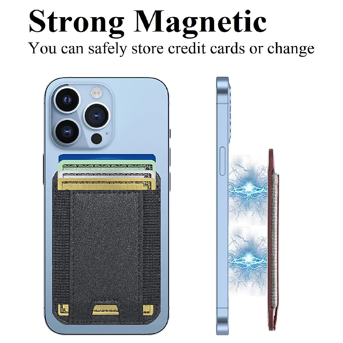 Tahamus Hold 1 to 7 Cards, Strong Magnetic Wallet Leather Card Holder for iPhone 14 13 12 Series, Compatible with Magsafe Wallet And Cases, (Black)