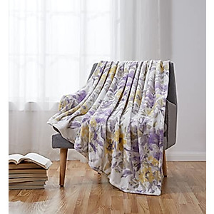 Decorative Mother's Day Floral Throw Blankets: Soft Plush Lively Rose Accent for Sofa Couch Chair Bed or Dorm (Lilac Multi)