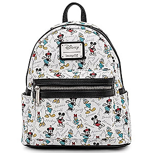 Loungefly Disney Mickey Minnie Mouse Donald Daisy Mini Backpack Handbag White