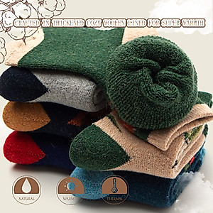 Boys Wool Socks Kids Thick Winter Socks Thermal Crew Socks for Boys 6 Pairs Dinosaurs Size 6-8 Years