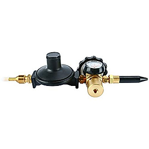 YaeTek Balloon Inflator Dual Mylar and Helium Latex Balloon Filler Valve Fits CGA-580 Tank Air Flow Inflator Regulator 0-3000 PSI (With Auto Foil Balloon Shut Off Valve) Pkg/1