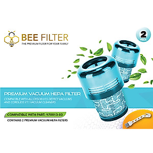 Premium Vacuum Filter Replacement Part Compatible with Dyson V15 Detect, Dyson V11 Animal Filter, Dyson V11 Filter, Dyson V15 Filter, Dyson V15 Detect Filter, Compare to Part 970013-02 (2 Filters)