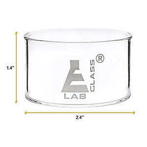 EISCO Crystallizing Dish, 60ml - Flat Bottom, No Spout - Borosilicate 3.3 Glass - Laboratory, Kitchen, Crafts