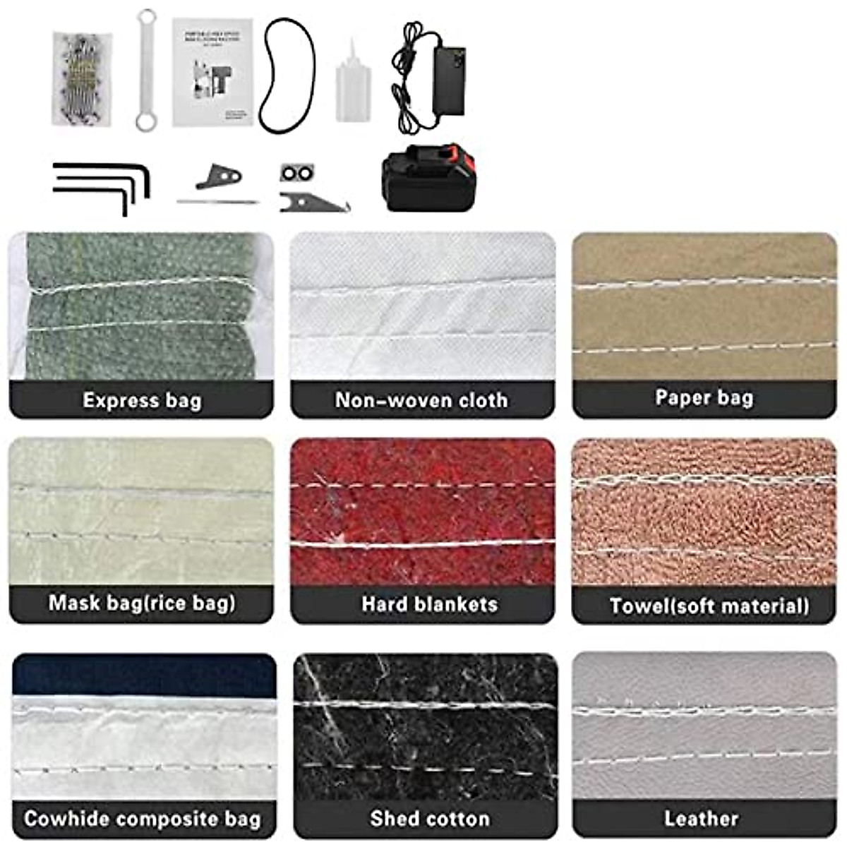 Bag Closing Machine,Portable Bag Closer,Automatic Woven Bag,18000 Rpm 2600 Stitches/Min-2 Seconds/Bag,Kraft Paper Bags,Pp/Pe Woven Bags,Composite Bags,Sacks,Leather,Agriculture,Red