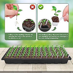 DUALCROWN-5 Pack Plant Seedling Trays kit,1020 Plant Germination Trays with 360pcs Seedling Puller Reusable. Gardening Seed Germination+Seed Starter Planting for Indoor Plant Germination.