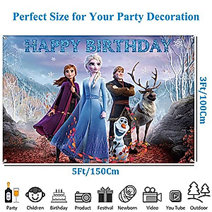 YanXi Frozen Backdrop Birthday Banner for Girl Frozen Birthday Party Decoration Princess Party Supplies Baby Shower Background