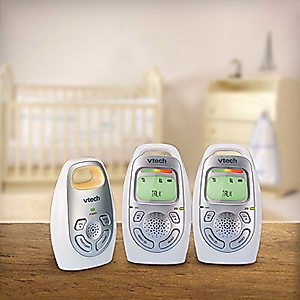 VTech DM223-2 Audio Baby Monitor with Two Parent Units, Up to 1, 000 ft of Range, Vibrating Sound-Alert, Talk-Back Intercom, Digitized Transmission & Belt Clip