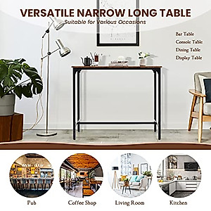 Giantex 48" Narrow Console Table - Long Bar Table, Rectangular Kitchen Dining Table w/Steel Frame, Adjustable Feet, Pub Table Counter Height Table, Sofa Side Table for Entryway, Hallway, Entry Table
