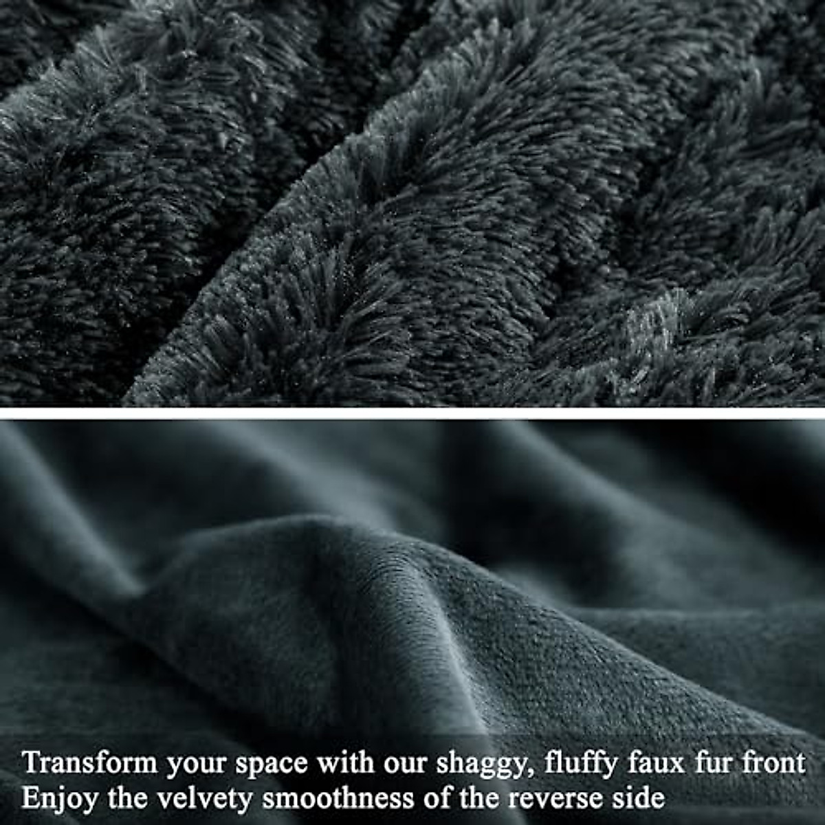 Aisbo Faux Fur Duvet Cover King - Fuzzy Plush Shaggy Duvet Cover King Size with Button Closure, Soft Fluffy Comforter Cover Set 104x90 Inches with 2 Pillow Shams for Winter, Grey