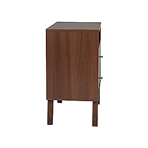 Prepac Milo Mid-Century Modern 2 Drawer Nightstand with Open Shelf, Bedside Table, Contemporary Bedroom Furniture, 16"D x 22.5"W x 29.5"H, Cherry