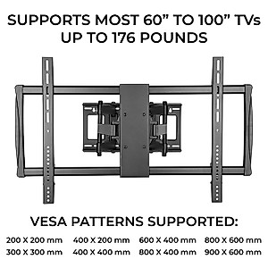 HumanCentric Full Motion Articulating TV Wall Mount Bracket | Fits 75, 80, 85, 90, 100" Flat Screen and Curved TV Monitors Up to 900 x 600 VESA | Features Full Motion Swivel, Tilt, & Rotation