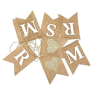 Honbay MR and MRS Burlap Banner Wedding Bunting Banner for Wedding Photo Props, Backdrop or Table Decorations