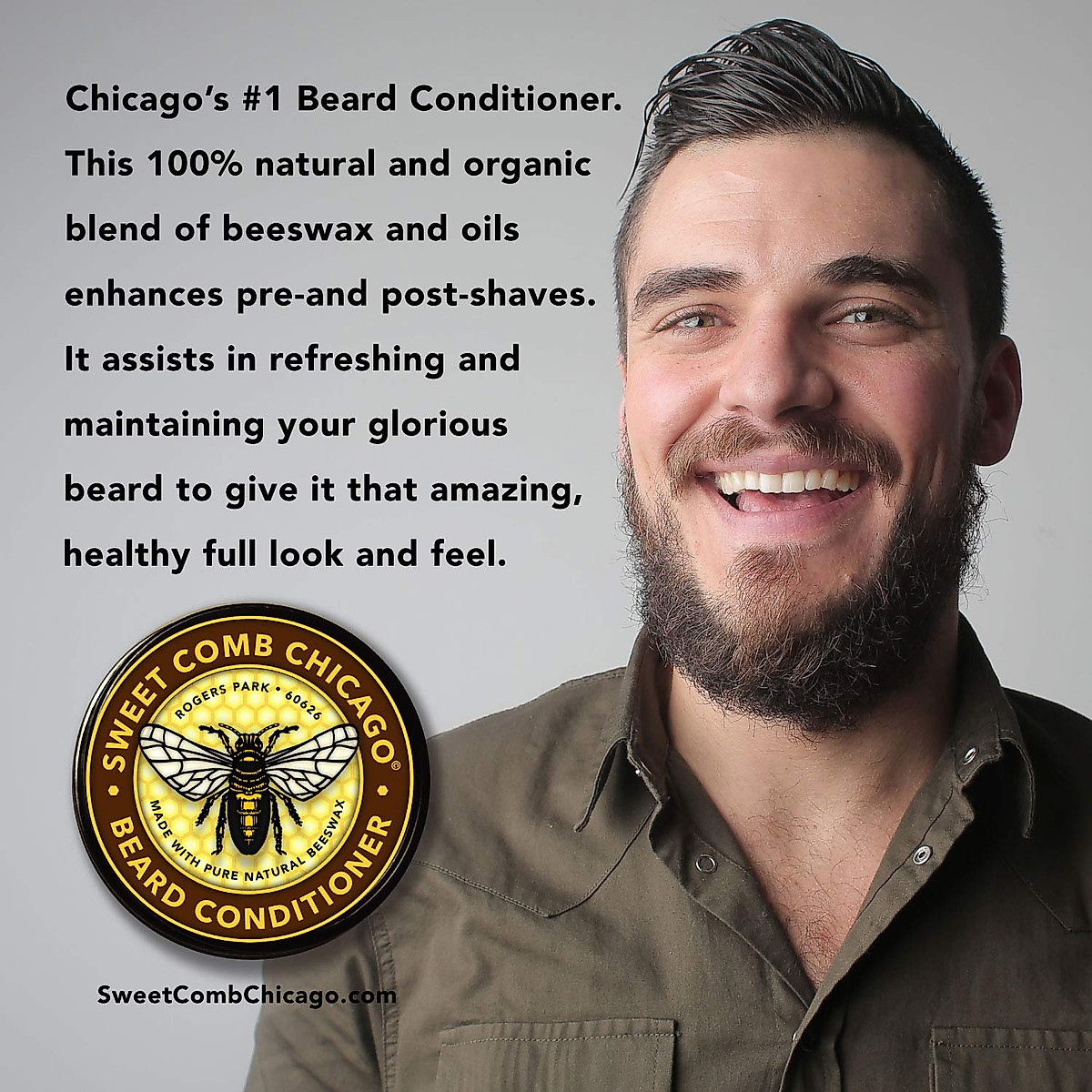 Beeswax Beard Conditioner: NATURAL Refreshing Beard Care, STRENGTHENS and SOFTENS Beards & Mustaches - Leave in Conditioner. Great for Father's Day, Birthdays and Christmas Gifts 4 oz