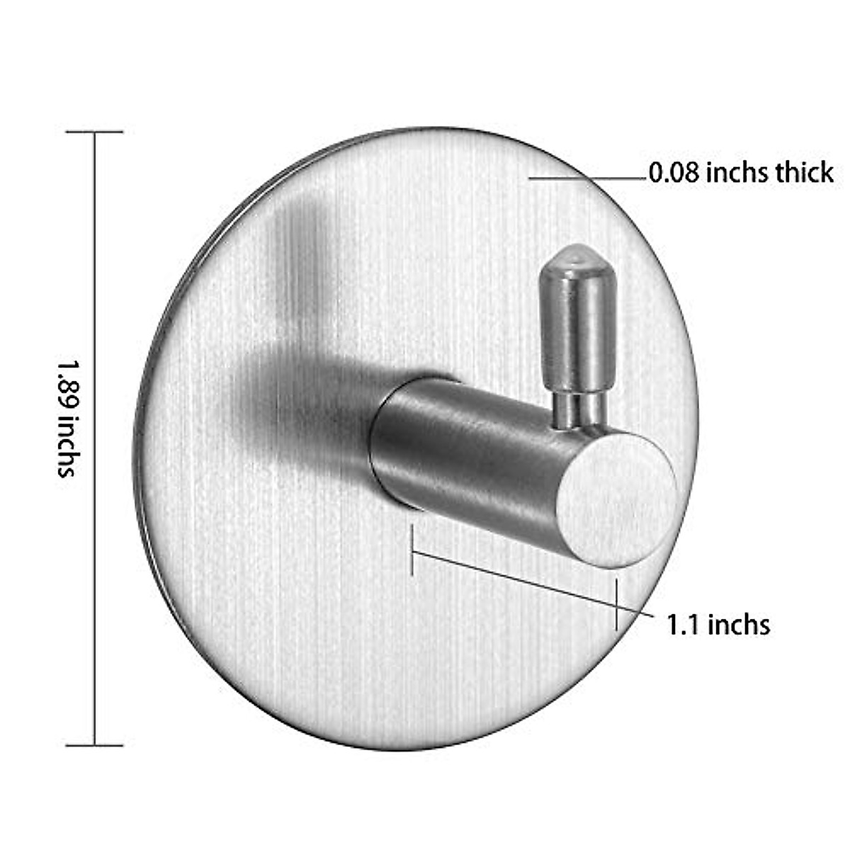 4Packs Towel Hooks SUS 304 Stainless Steel Adhesive Hooks Heavy Duty Wall Hangers, Bathroom Towel Holders Clothes Cabinet Closet Robe Hook Wall Mounted Round Kitchen Door Hanger