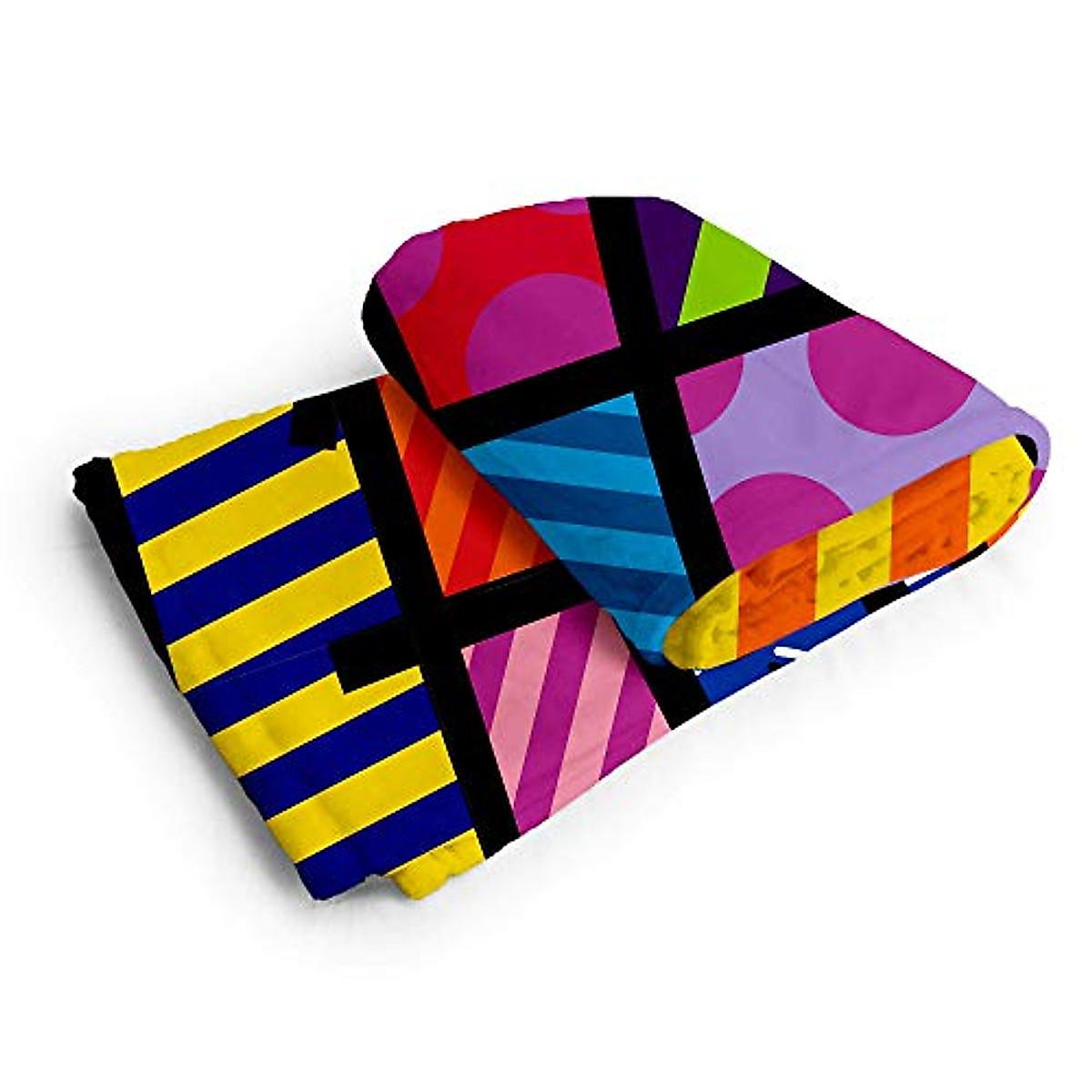 BRITTO Romero Luxe Blanket & Throw (Colorful Landscape) Geometric Artwork Pattern, 60 x 80in