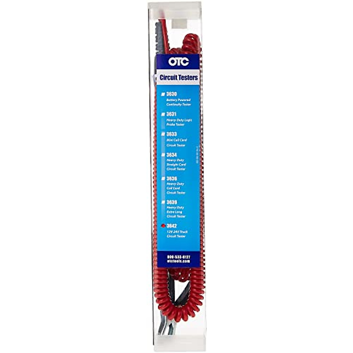 OTC 3642 Truck Electrical Circuit Tester - 12V-24V with 24 Foot Cord,Red