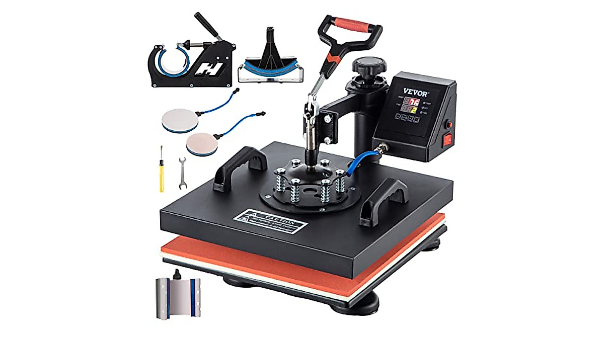 VEVOR 15x15 Inch 6-in-1 Heat Press Machine for T-Shirts & Sublimation