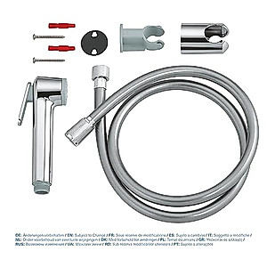 GROHE Vitalio Trigger Spray 30 - Wall Holder Set with Trigger Control Hand Shower (Hand Shower 36mm, TwistFree Shower Hose 1.25m, Wall Shower Holder 40mm), High Pressure Min. 1.0 Bar, Chrome, 26175001