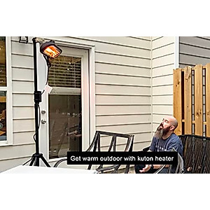 KUTON Outdoor Electric Heater, 1500W Infrared Patio Heater, Standing Indoor Heater with Telescopic Tripod, Tip-Over & IP65 Waterproof For Garage Backyard, Angle Adjustable, YD-SH-B