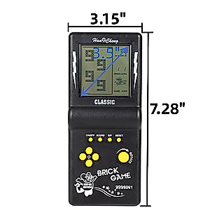 Desyeryamimi 3 Pcs Black Handheld Brick Game Console,3.5-inch Large Screen Back to School Handheld Building Block Tank Racing Electronic Game,Build in 23 Classic Games for Adults or Kids (3 Pcs Tetri)