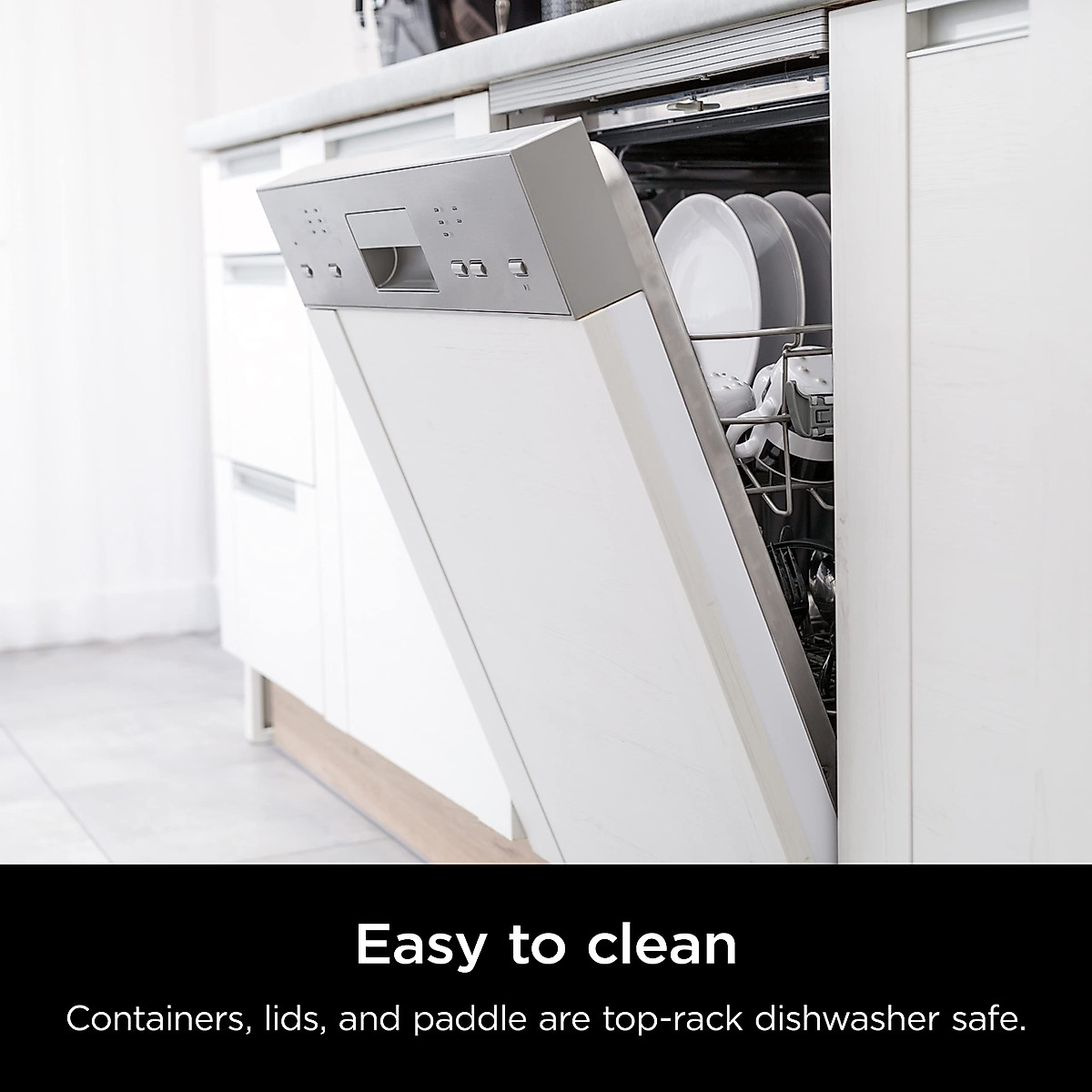 Ninja CREAMi Breeze Pints 2 Pack, Compatible with NC100 & NC200 Series CREAMi Ice Cream Makers, Genuine Ninja Pint, BPA-Free & Dishwasher Safe, Grey Lids, 1 Pint Each, Clear/Grey, XSKNC1PNT2