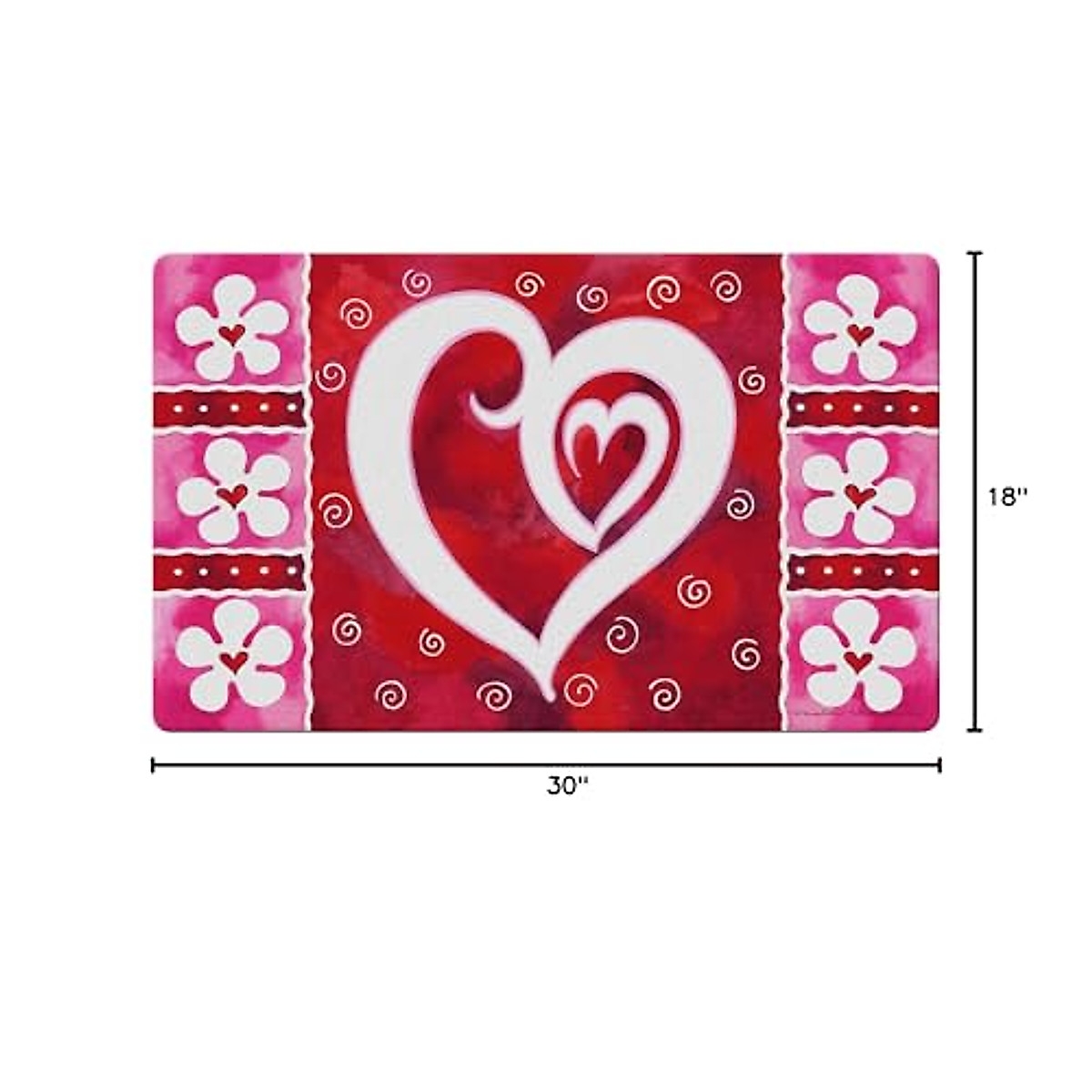Toland Home Garden 800217 Heart & Flowers Valentines Door Mat 18x30 Inch Spring Outdoor Doormat for Entryway Indoor Entrance
