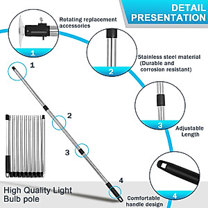 Hedday 12FT Light Bulb Changer for High Ceilings, Light Bulb Changer with Baskets and Suction Cup, High Reach Light Bulb Changer with Pole, Light Bulb Removal Tool