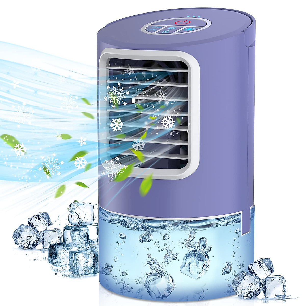 Portable Air Conditioner, 3-in-1 Personal Air Cooler with 3 Speed, 400ML Evaporative Humidifier with 2/4 Timer, Desktop Mini Cooling Misting Fan for Room Home Office, 7 Color Night Lights (White)