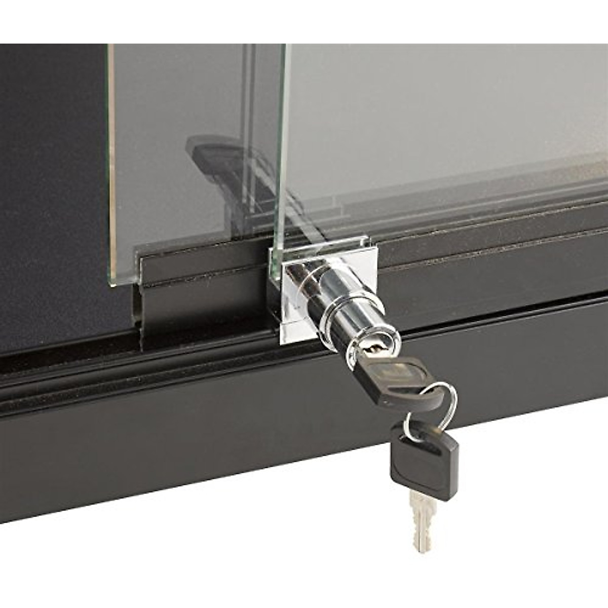 Displays2go 48 Inch Glass Display Case, LED Side Lights, Lockable Sliding Door - Black (IAPCT48LED)