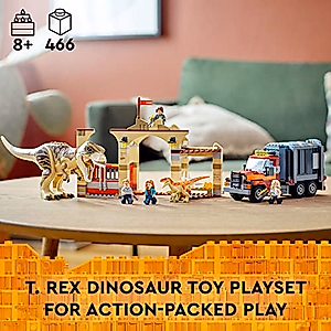 LEGO Jurassic World T. rex & Atrociraptor Dinosaur Breakout 76948 Dino Toy Set, Gift Toys for Kids Age 8 Plus with 4 Minifigures, Market and Truck, 2022 Movie Inspired
