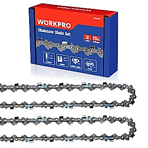WORKPRO 2-Pack 18 Inch Chainsaw Chain, 3/8"Pitch, 62 Drive Links Wood Cutting Saw Chain for Chainsaw Parts fits Craftsman, Husqvarna, Poulan, Echo, DeWalt