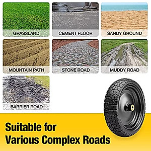 HIKYROKY 4.00-6 Flat Free Solid Polyurethane Tire and Wheel 1 Pc, 13 Inch PU Airless Tires Replacement with 5/8" Ball Bearings, Easy Fit for Lawn Garden Carts, Hand Trucks, Generators More, 1 Pack