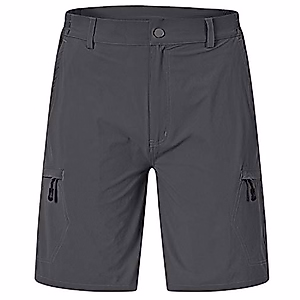 Rdruko Men's Quick Dry Hiking Cargo Shorts Lightweight Outdoor Fishing Travel Summer Shorts with 6 Zipper Pockets(Dark Grey, US 36)