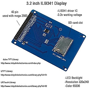 DIYmalls ILI9341 Display 3.2 inch + Breadboard Jumper Wire Alligator Clip Cable