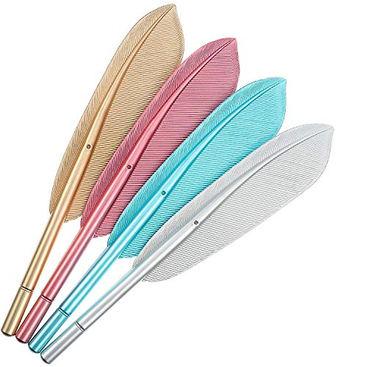 Frienda 12 Pieces Feather Gel Ink Rollerball Pens Feather Ballpoint Black Ink Pens, 0.38 mm Point