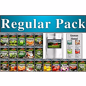 20 Vegetable & Fruit Seeds for Planting Your Outdoor & Indoor Home Seed Garden, Survival Gear Kit Includes 2900 Seeds, A Growing Guide & Mylar Package Gardening Heirloom Non-GMO Veggie Seed B&KM Farm
