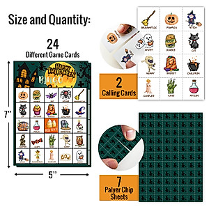 Halloween Bingo Party Games with 24 Players, Halloween Party Games for Girls Boys School Classroom Party Supplies, Classroom Activities, Party Favor Gifts for Young Adults Family Activities - JY903
