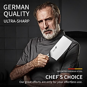 MAD SHARK 7 inch Heavy Duty Kitchen Knife, Professional Sharp Vegetable Cleaver, German Military Grade Composite Steel with Ergonomic Handle, Chef Knife for Home Kitchen Cook Cutting, Chopping