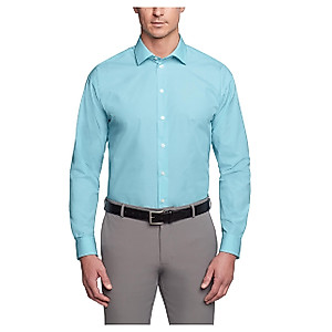 Unlisted by Kenneth Cole mens Regular Fit Solid Dress Shirt, Aqua, 16 -16.5 Neck 34 -35 Sleeve US