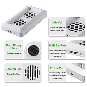 Mviioe Cooling Fan Compatible with Series S Stand Dual Purpose Cooling Fan Cooler System Dock Station Accessories with 2 Extra USB Ports