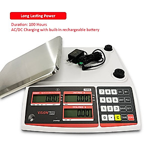 VisionTechShop TVP-60B Price Computing Scale, Lb/Oz/Kg Switchable, 60lb Capacity, 0.01lb Readability, NTEP Legal for Trade COC #19-038