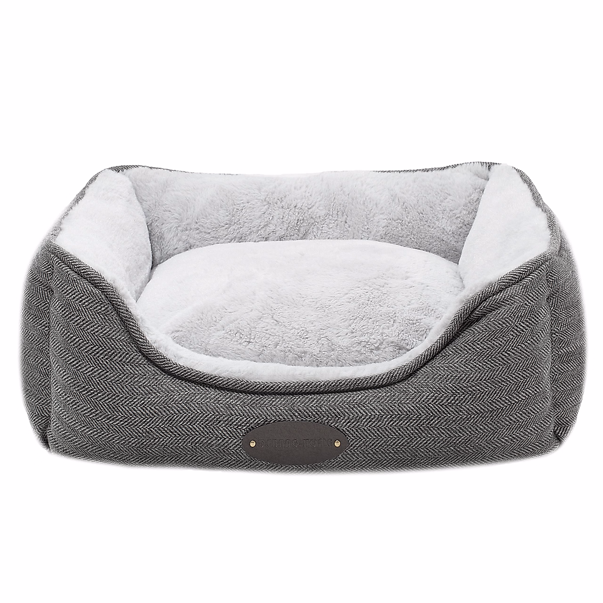 DEBANG HOME Dog Bed for Large Dogs,Medium Dog Bed for Medium Dogs,Calming Dog Beds,Anxiety Comfy Durable Pet Beds with Reversible&Washable Cushion,Square Dog Bed in Grey Color