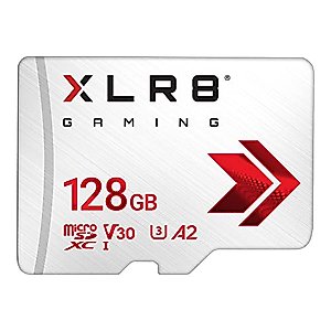 PNY XLR8 128GB Gaming Class 10 U3 V30 microSDXC Flash Memory Card - 100MB/s, Class 10, U3, V30, A2, 4K UHD, Full HD, UHS-I, micro SD