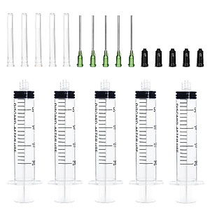 SANANTS 20ml Independent Packing Industrial Adhesive is Applied Through Plastic Tubing with Dispensing Head and Sealing Caps for Engineered Fluid，Glue Applicator and Refilling (Pack of 5)