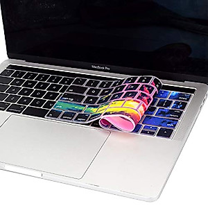 Funut MacBook Pro Keyboard Cover with Touch Bar 13 inch Silicone Keyboard Skin and 15 inch Premium Ultra Thin TPU 2019-2016 (Apple Model A2159 A1989 A1990 A1706 A1707) Skin Protector - Nebula